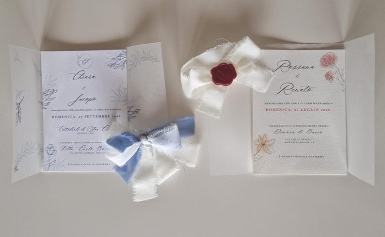 Elegant Wedding Invitations, Chiffon Ribbon and Wax Seal, Handmade and ...
