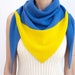 Triangle Scarf, Blue, Yellow, Color Block, Knit Scarf, Knit Triangle ...