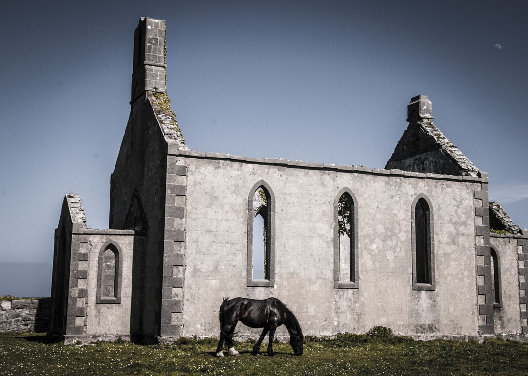 Inis Mór Church and Its Equine Groundskeeper - Etsy