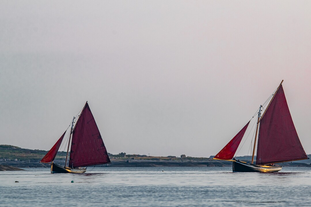 Irish Portrait of Traditional Boats Under Sail, Connemara, Galway ...