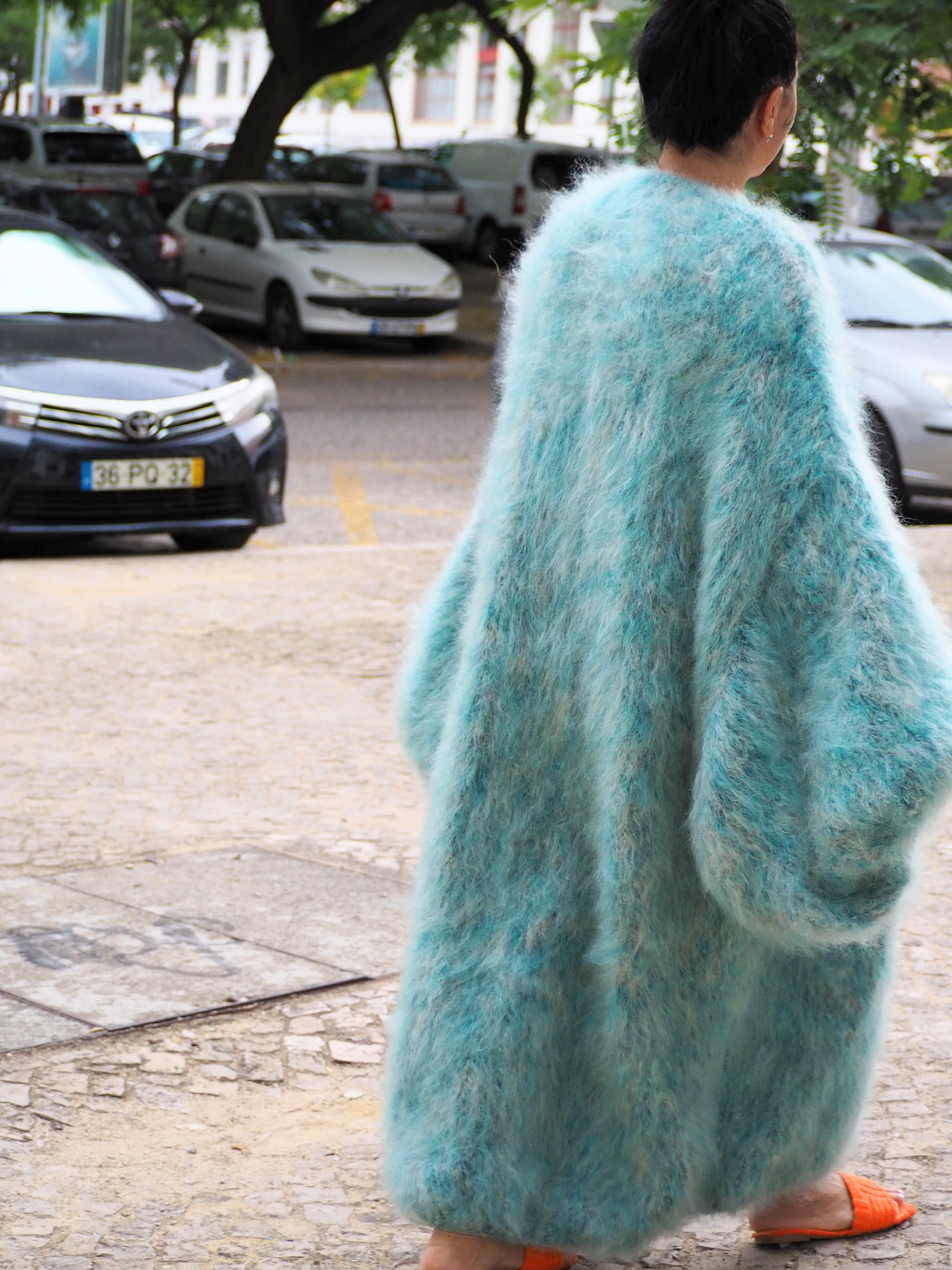 Mohair Coat Green Longhair Mohair Handknitted Big Size by Lanaknittings ...