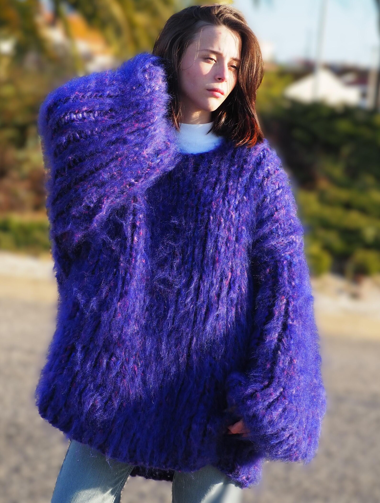 Mohair Sweater Thick Oversize Purple by Lanaknittings - Etsy