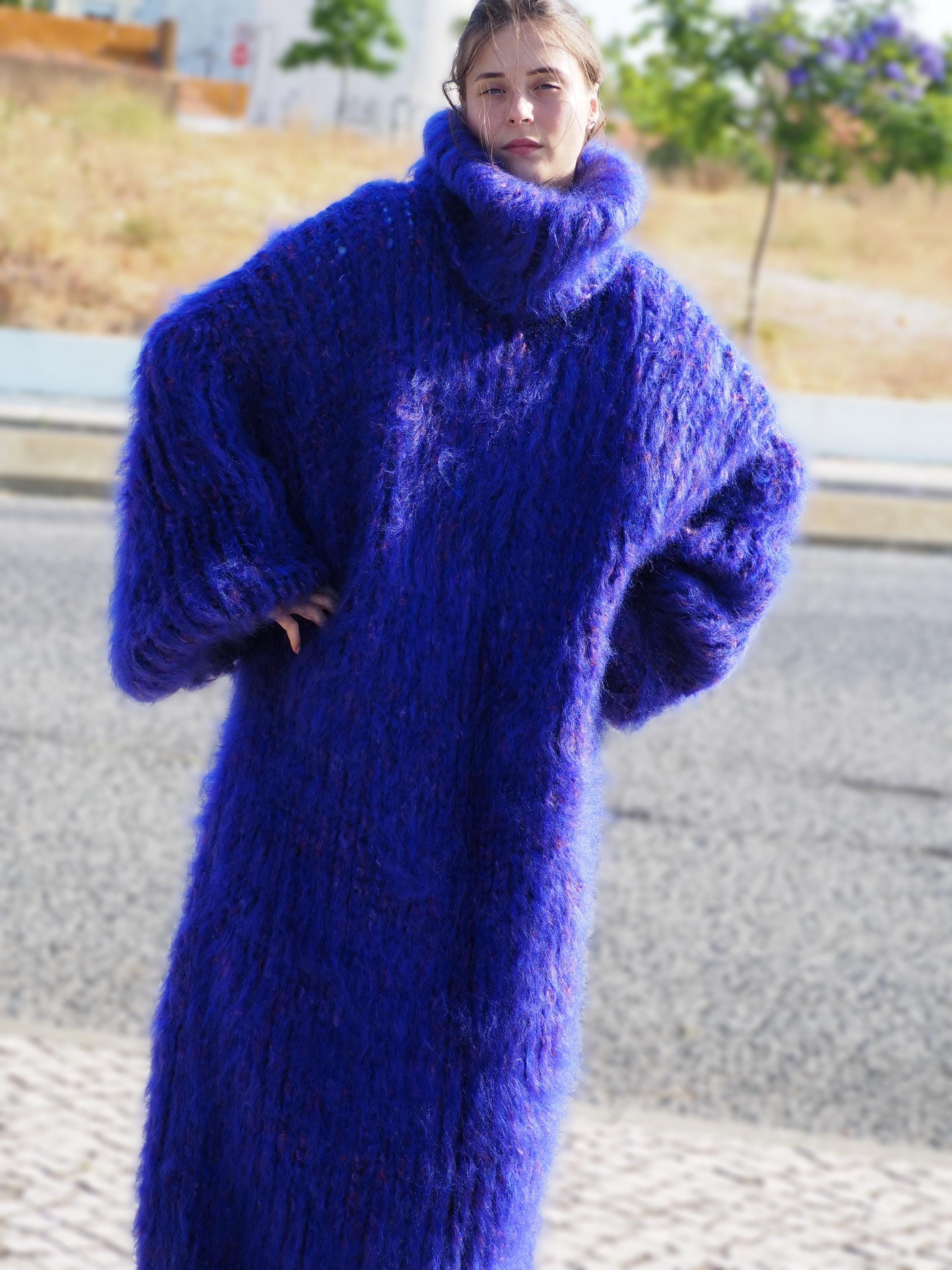 Mohair Long Dress Extra Thick Oversize Purple Handknitted Handmade ...