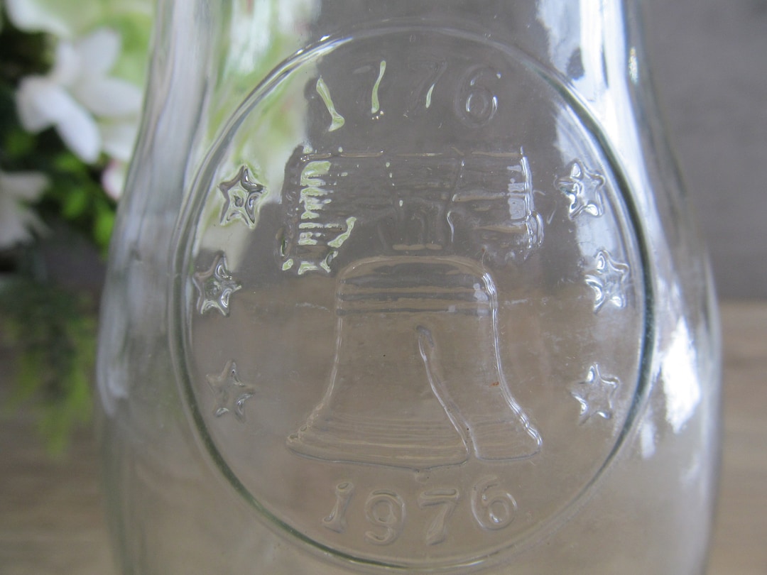 Antique 1776 Bicentennial Liberty Bell Clear Glass Milk Jug ...