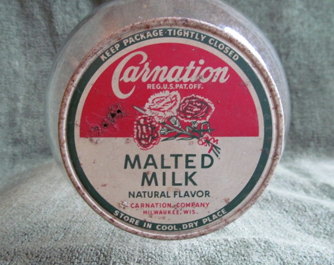 Vintage Carnation Malted Milk Bottle/jar - Etsy