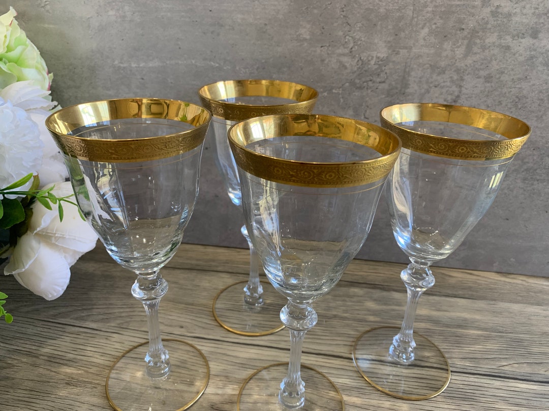 Vintage Tiffin Franciscan Crystal ,gold Encrusted Band , Fluted Blown ...