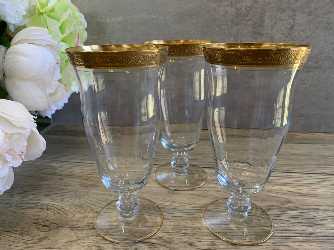 Vintage Tiffin Franciscan Crystal ,gold Encrusted Band , Fluted Blown ...