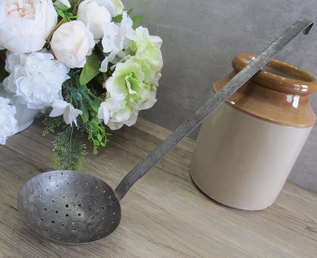 Antique Large Spoon Skimmer,strainer, Hearth Ladle,spoon Colander ...