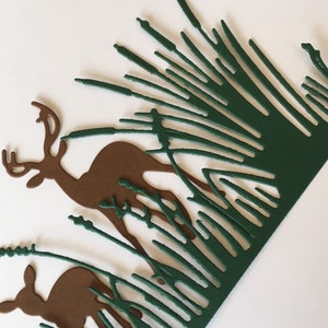 Deer & Cattail Grass Paper Die Cut Out Embellishment for Scrapbooking ...