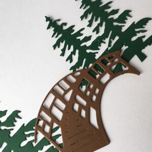 Bridge & Pine Trees Paper Die Cuts ~ Paper Cut Outs ~ Card Making ...