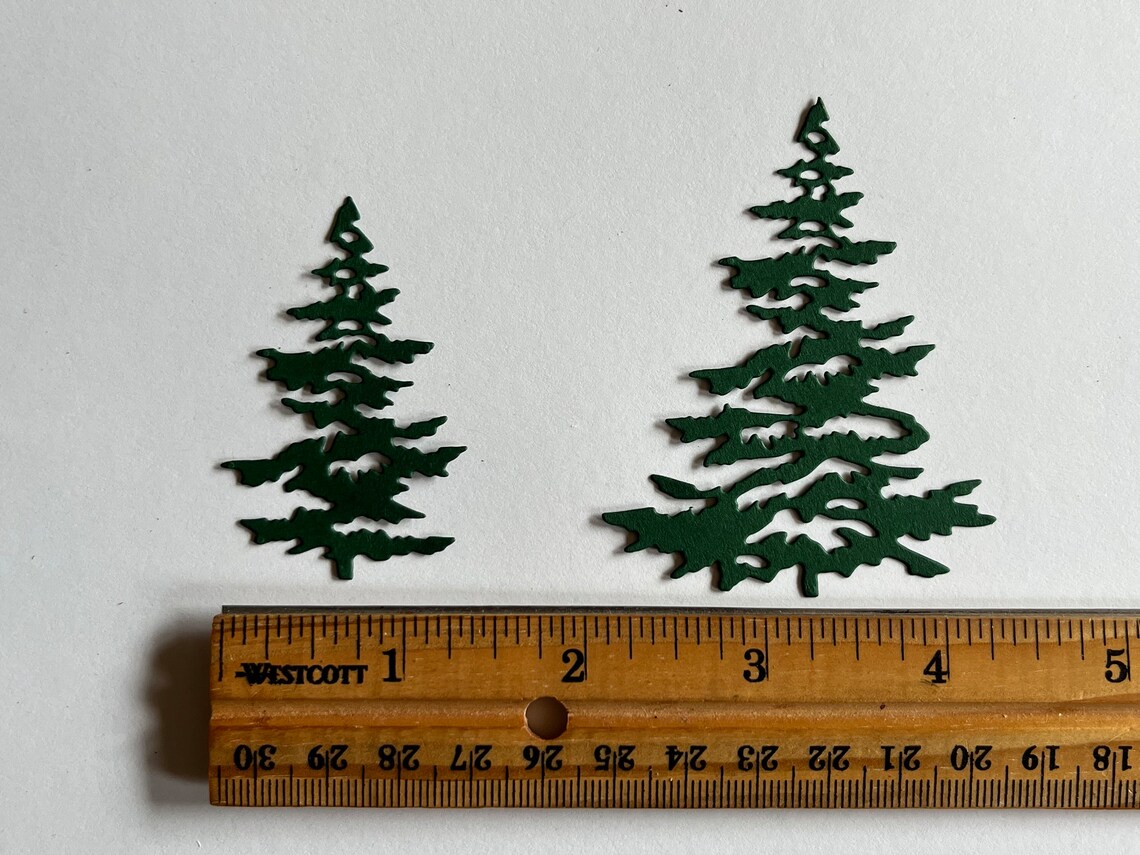 6pc. Green Pine Tree Die Cuts, Paper Cut Outs, Embellishments for ...