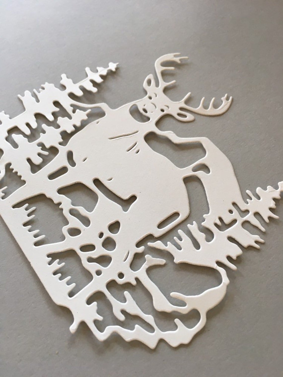 Dear and Pine Tree Die Cut Card Front Embellishment Paper - Etsy