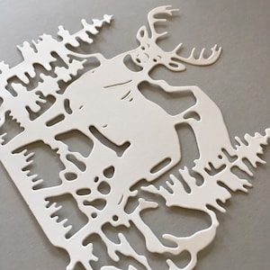 Dear and Pine Tree Die Cut Card Front Embellishment Paper - Etsy