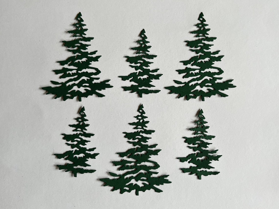 6pc. Green Pine Tree Die Cuts, Paper Cut Outs, Embellishments for ...