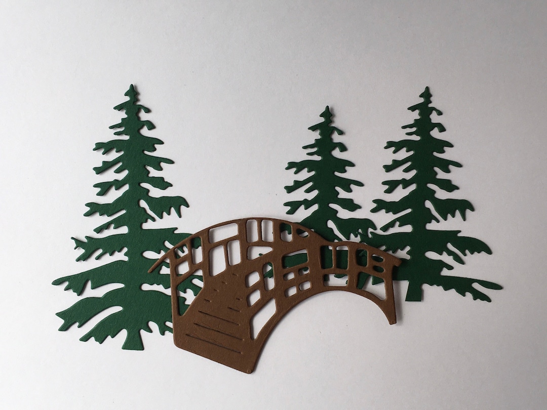 Bridge & Pine Trees Paper Die Cuts ~ Paper Cut Outs ~ Card Making ...