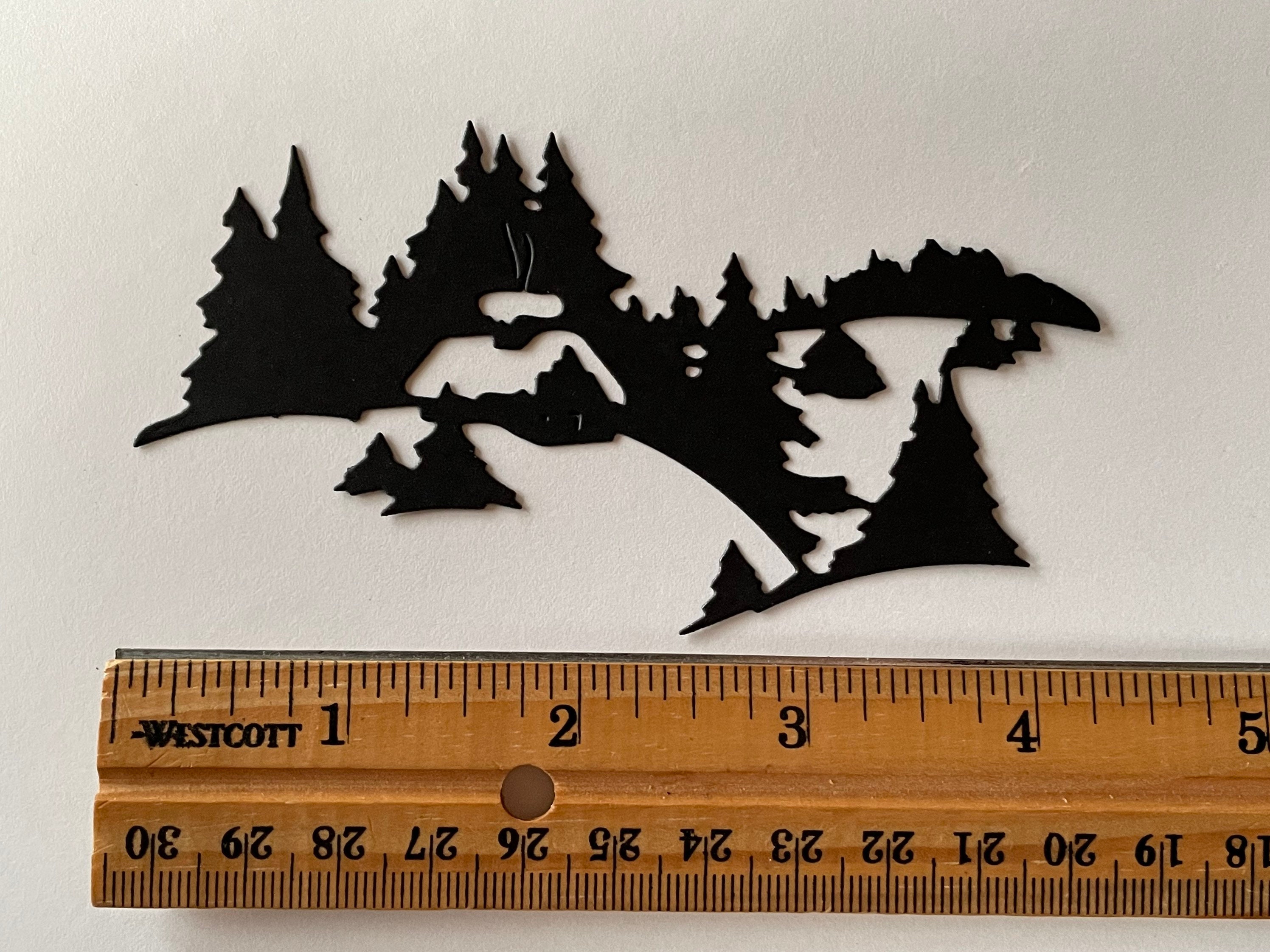 Pine Trees and Cabin Paper Die Cut Card Front Cut Outs for - Etsy