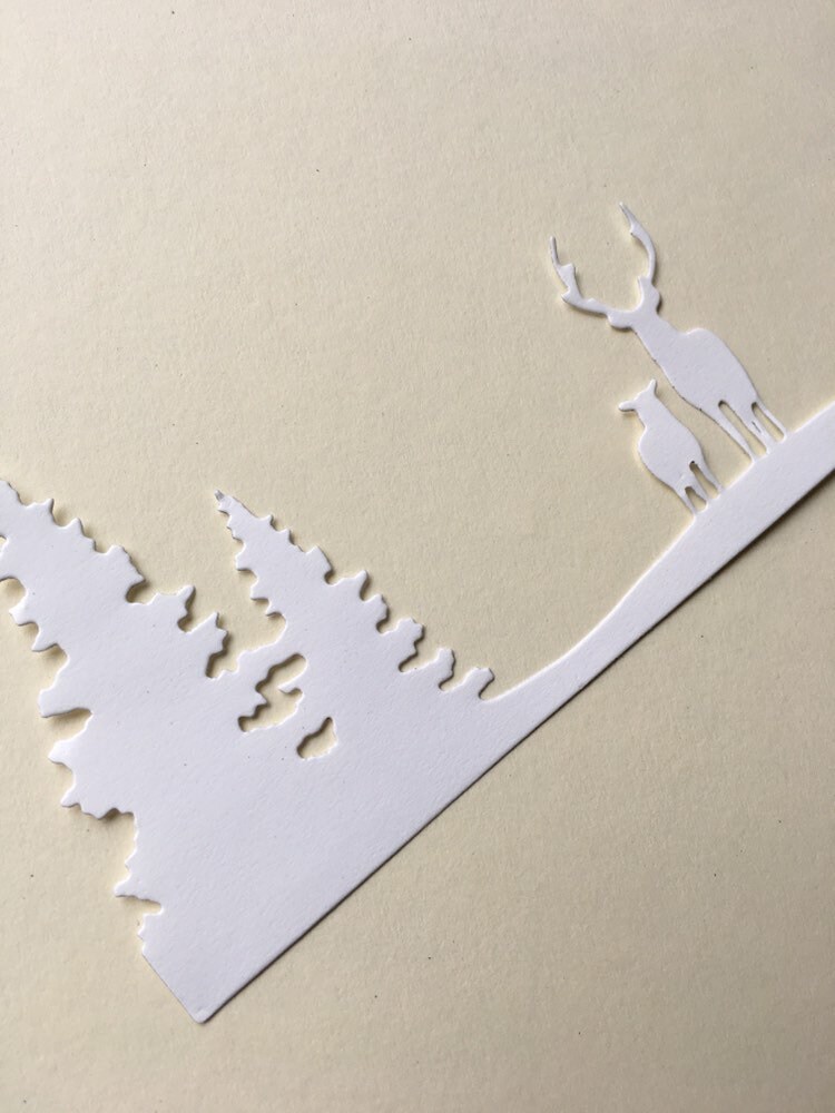 Pine Tree and Deer Die Cut, Paper Cut Outs, Embellishments for ...