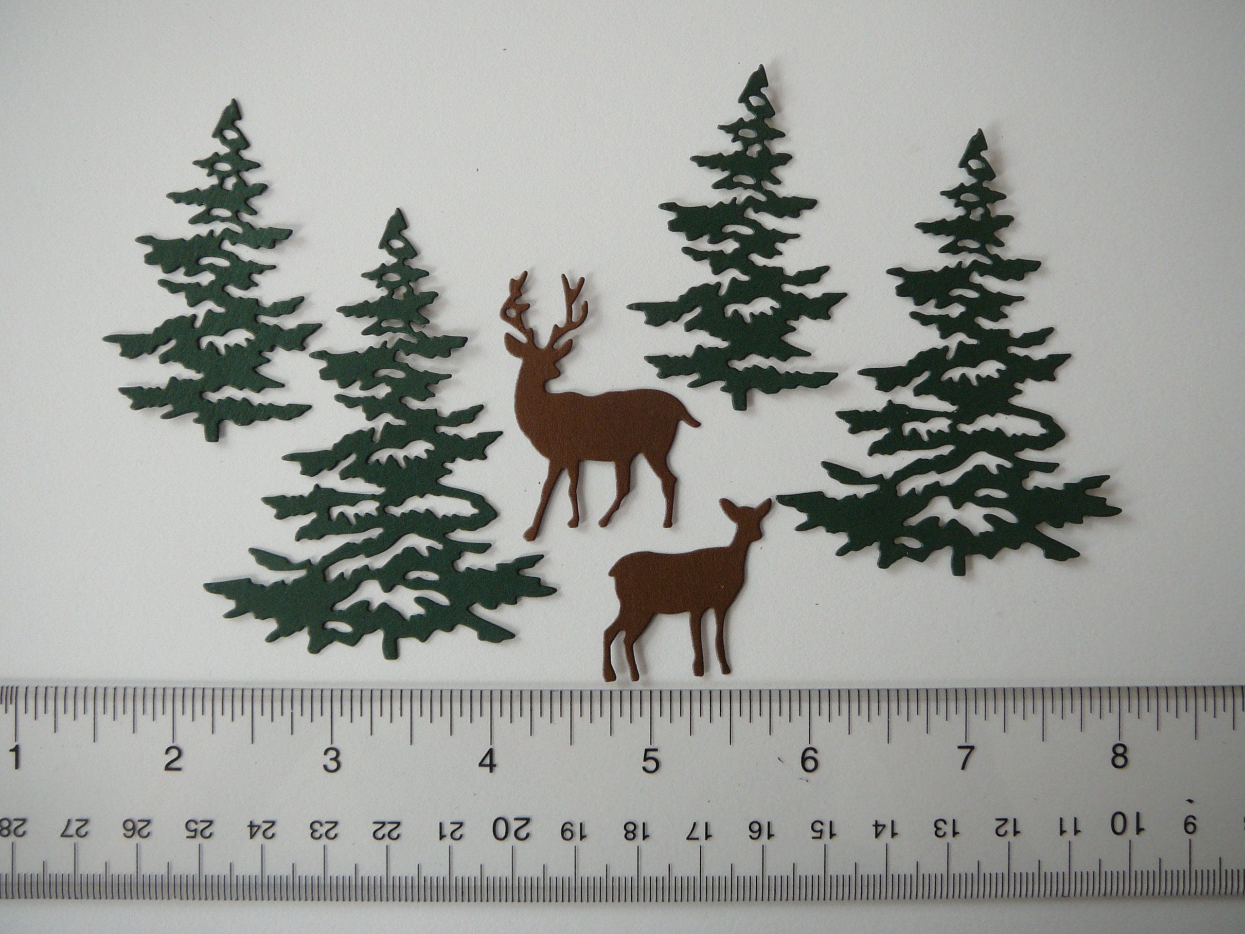 6pc. Pine Tree and Deer Die Cut Paper Cut Outs Embellishments | Etsy