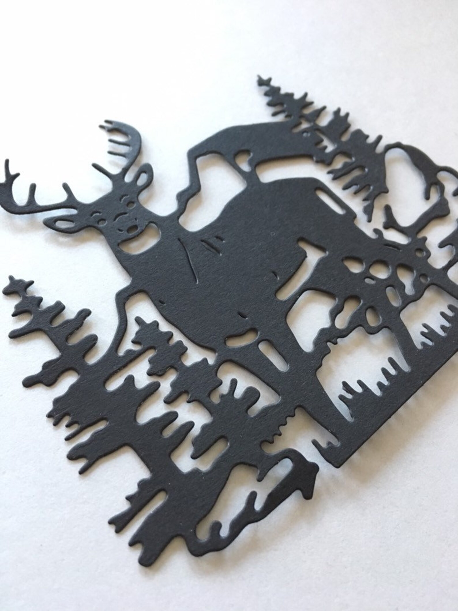 Dear and Pine Tree Die Cut Card Front Embellishment Paper - Etsy