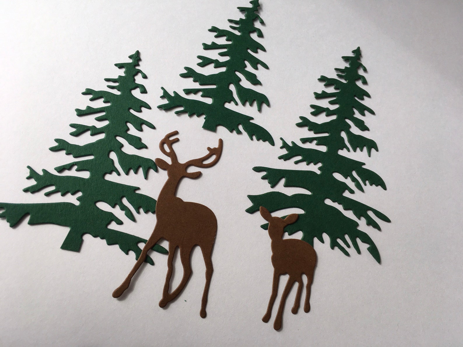 Pine Trees & Deer Paper Die Cuts ~ Paper Cut Outs ~ Card Making ...