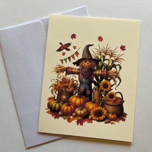 12 Fall Scarecrow Greeting Cards, Sunflower Note Cards, Pumpkin Note ...