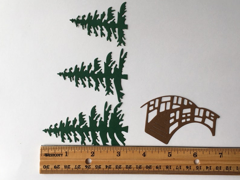 Bridge & Pine Trees Paper Die Cuts Paper Cut Outs Card - Etsy