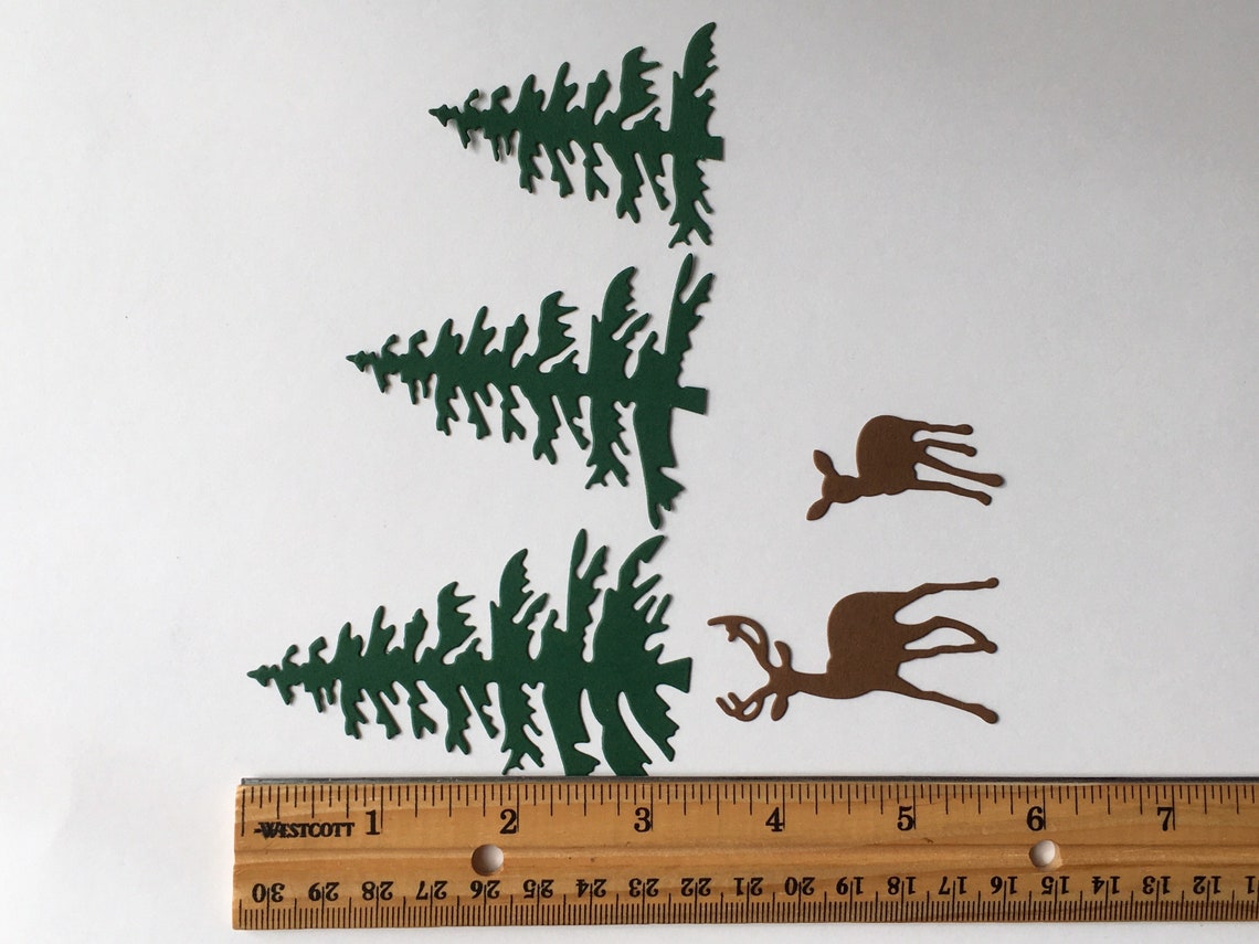 Pine Trees & Deer Paper Die Cuts ~ Paper Cut Outs ~ Card Making ...