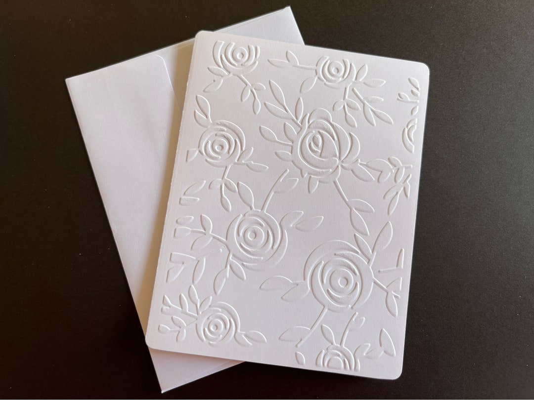Embossed Greeting Card, Note Card, Floral Card, Flower Card, Gift ...