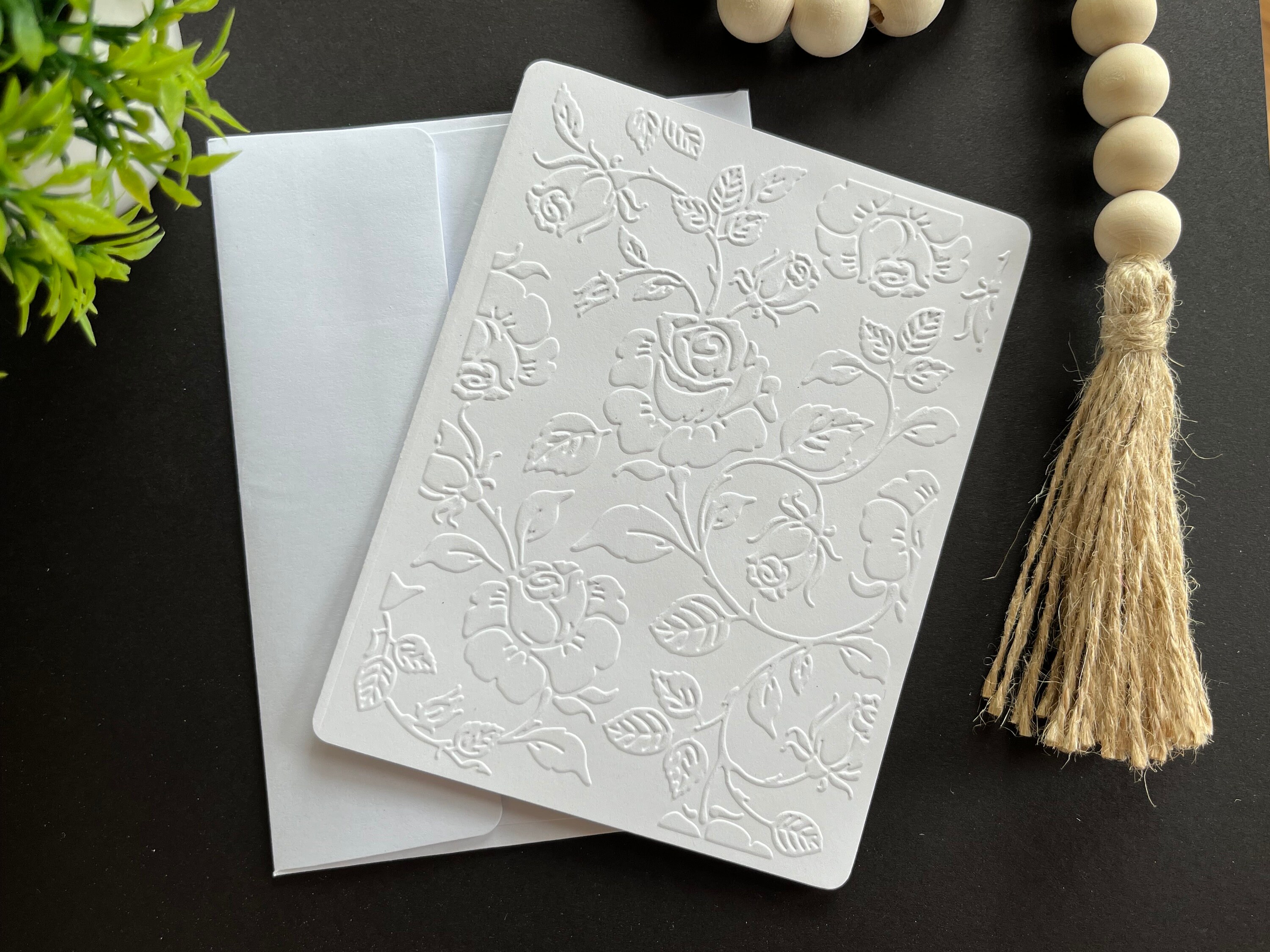 Embossed Greeting Card, Note Card, Floral Card, Flower Card, Gift ...