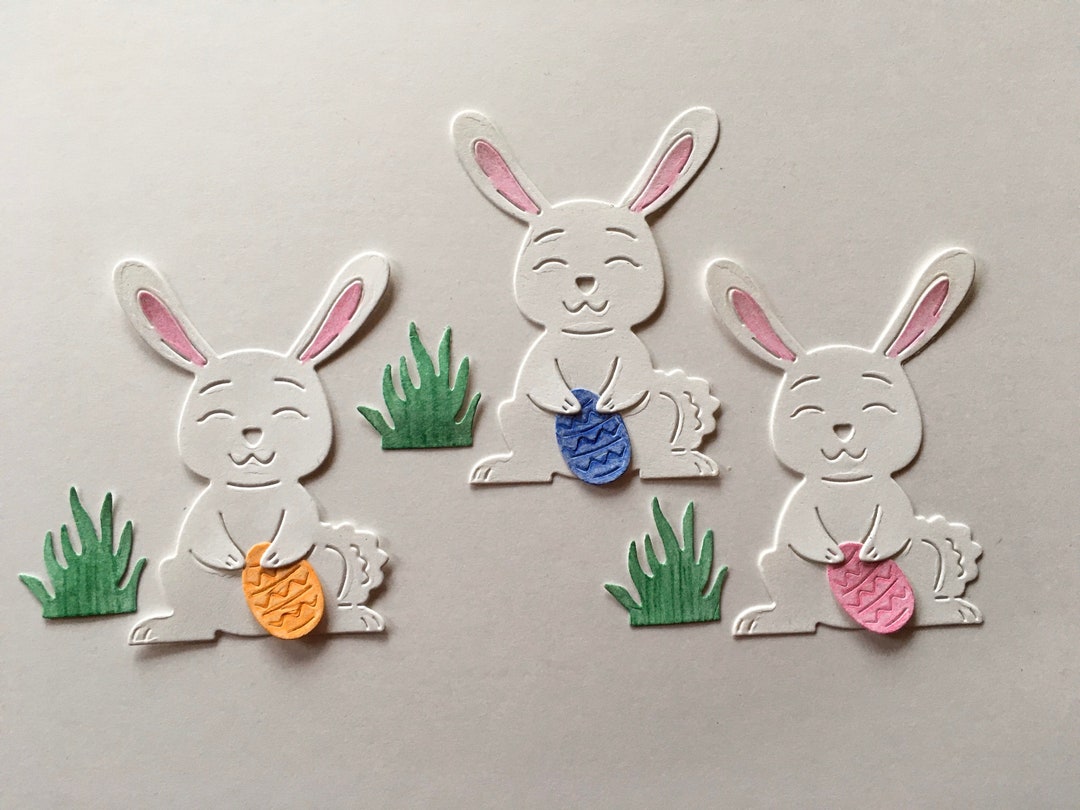 3 Easter Bunny Rabbit Die Cut Embellishments for Scrapbooking, Card ...