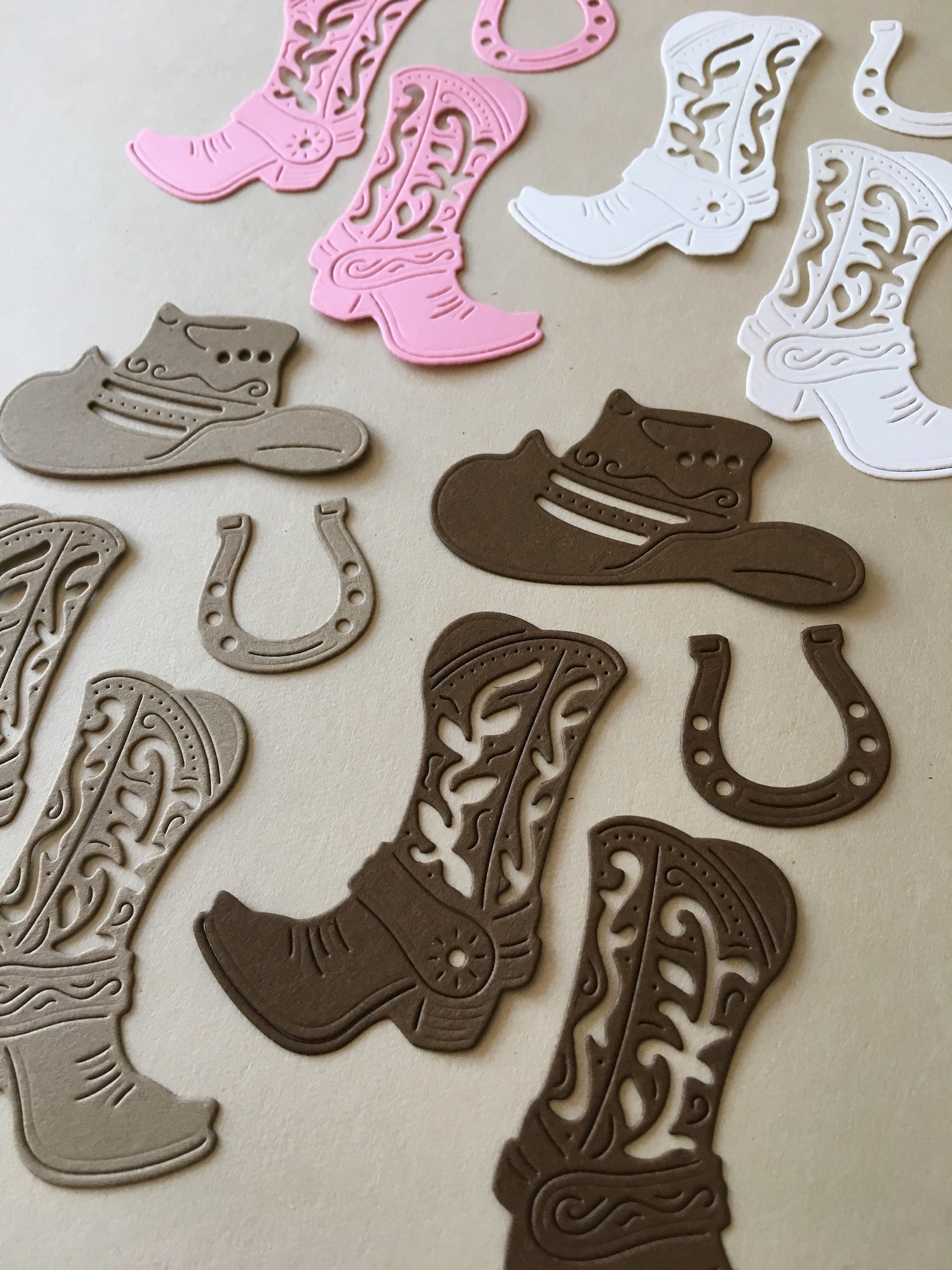 Cowboy Boots Hat Horse Shoe Die Cut Western Embellishment for ...