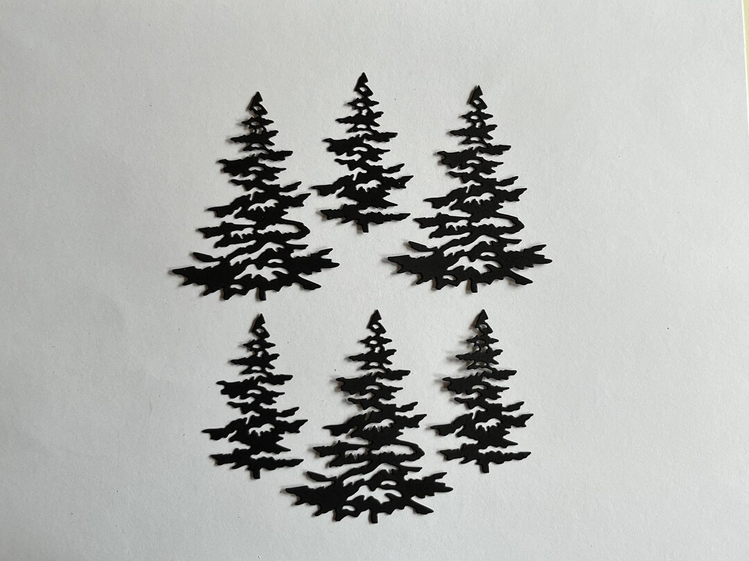 6pc. Black Pine Tree Die Cuts, Paper Cut Outs, Embellishments for ...