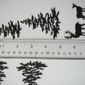 6pc. Black Pine Trees and Deer Die Cut Paper Cut Outs, Embellishments ...