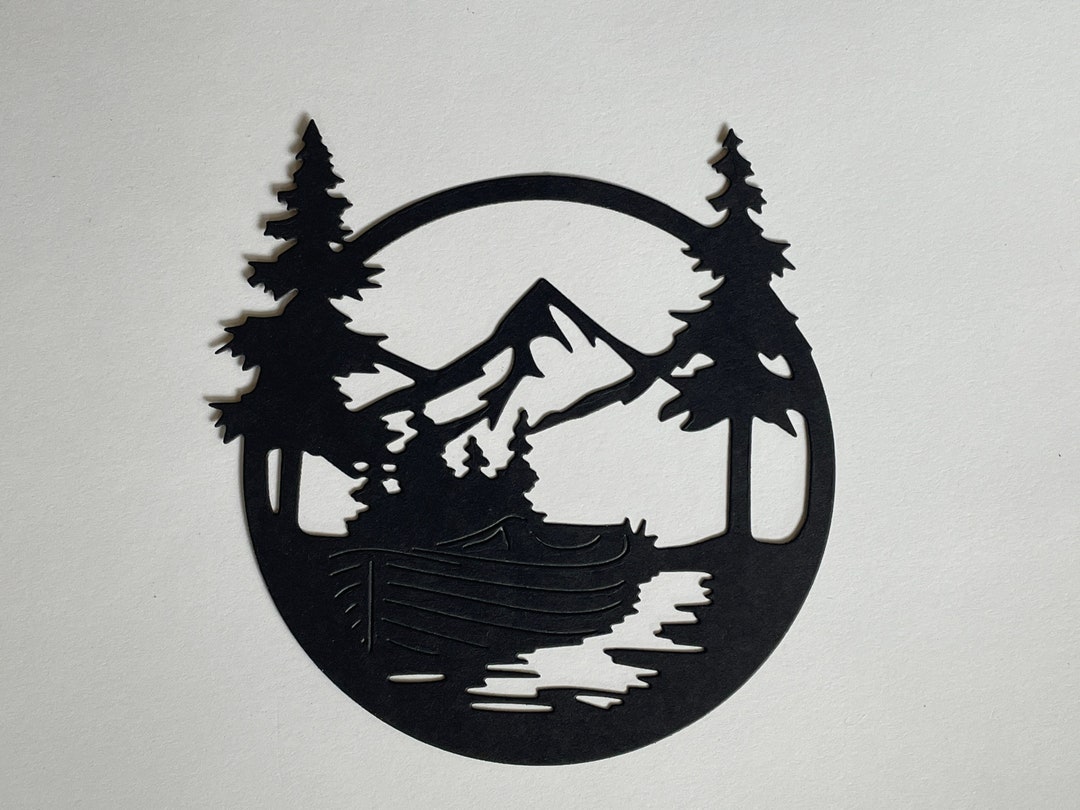 Pine Trees & Mountain Die Cut ~ Card Front Embellishment ~ Paper Cut ...