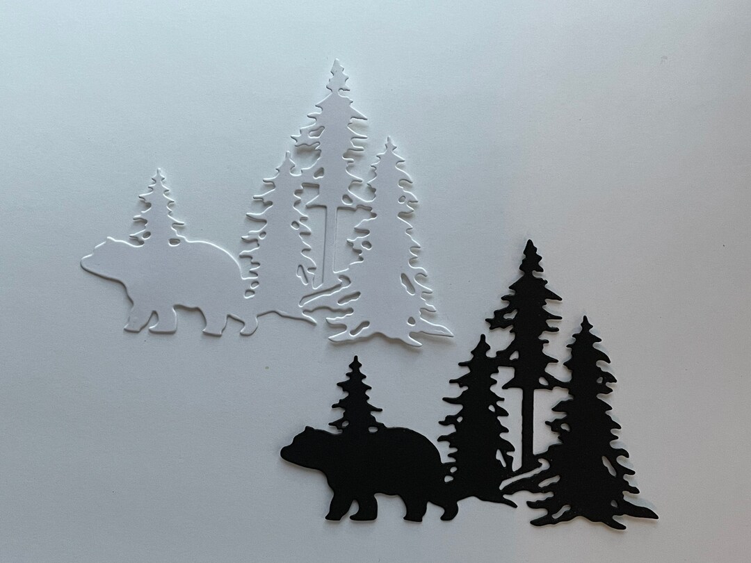 Bear & Pine Tree Die Cut, Card Fronts, Paper Cut Outs, Embellishments ...