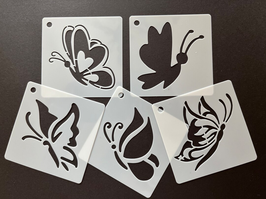 5 Reusable Plastic Mylar Butterfly Stencil Pattern / Art Stencil ...