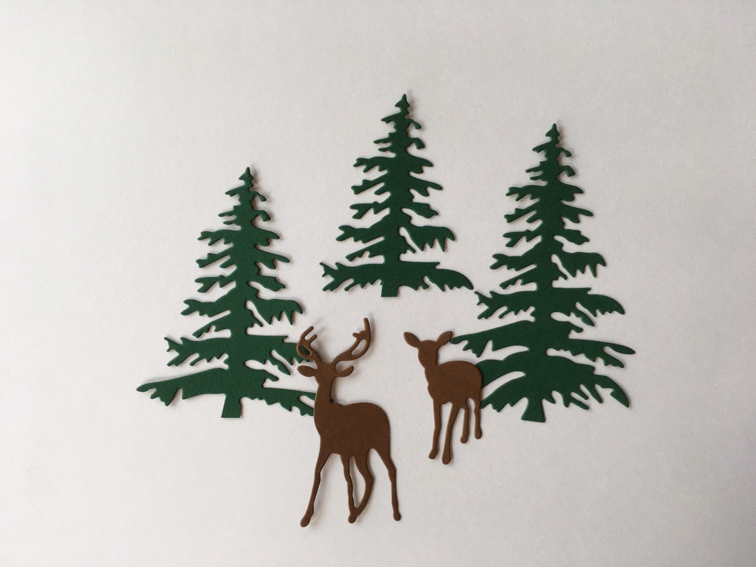 Pine Trees & Deer Paper Die Cuts ~ Paper Cut Outs ~ Card Making ...