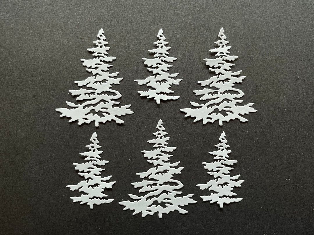 6pc. White Pine Tree Die Cuts, Paper Cut Outs, Embellishments for ...