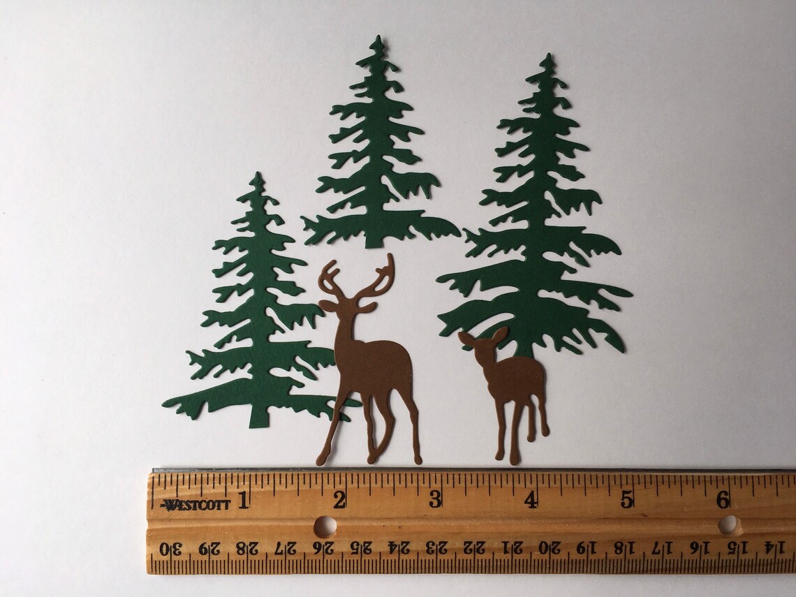 Pine Trees & Deer Paper Die Cuts ~ Paper Cut Outs ~ Card Making ...
