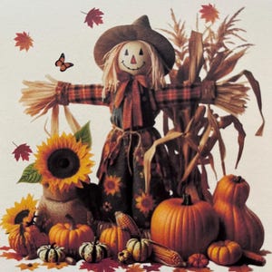 12 Fall Scarecrow Greeting Cards, Sunflower Note Cards, Pumpkin Note ...