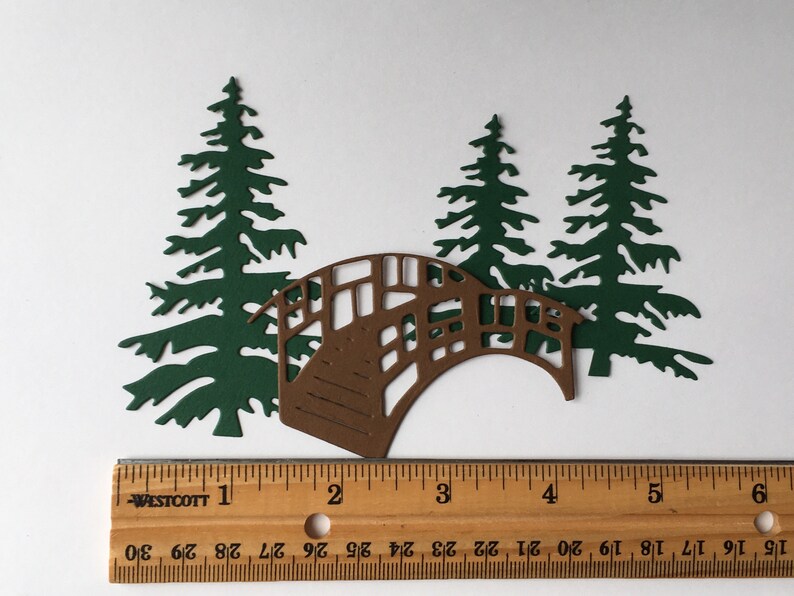 Bridge & Pine Trees Paper Die Cuts Paper Cut Outs Card - Etsy