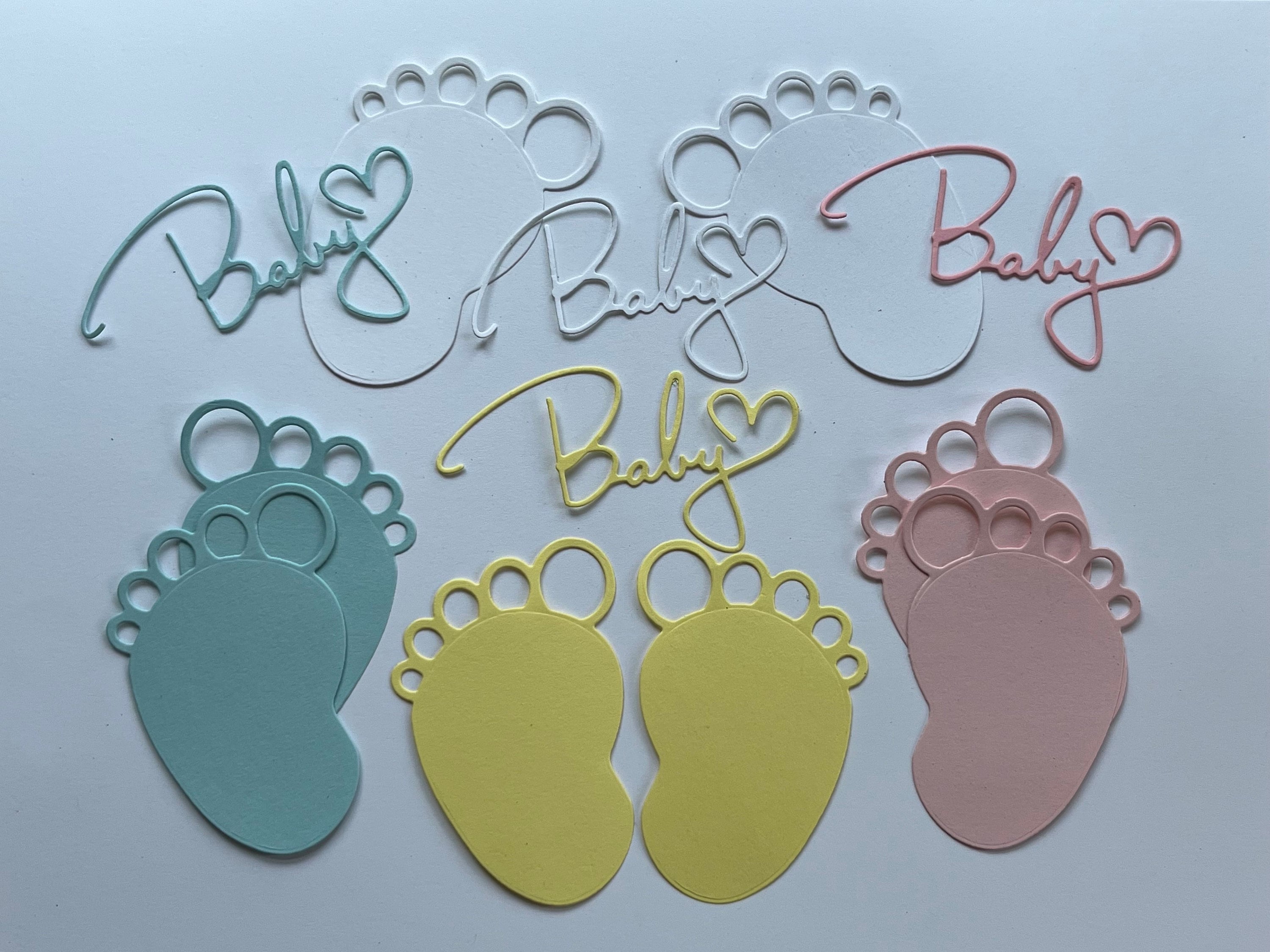 3 Piece Baby Feet Paper Die Cut, Baby Feet Paper Cut Out, Embellishment ...