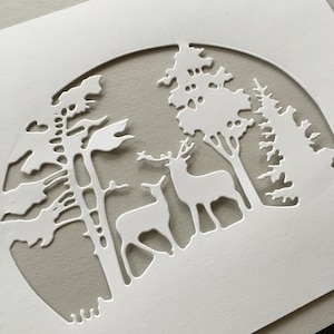 Deer and Pine Tree Die Cut ~ Card Front ~ Card Embellishment ~ Paper ...