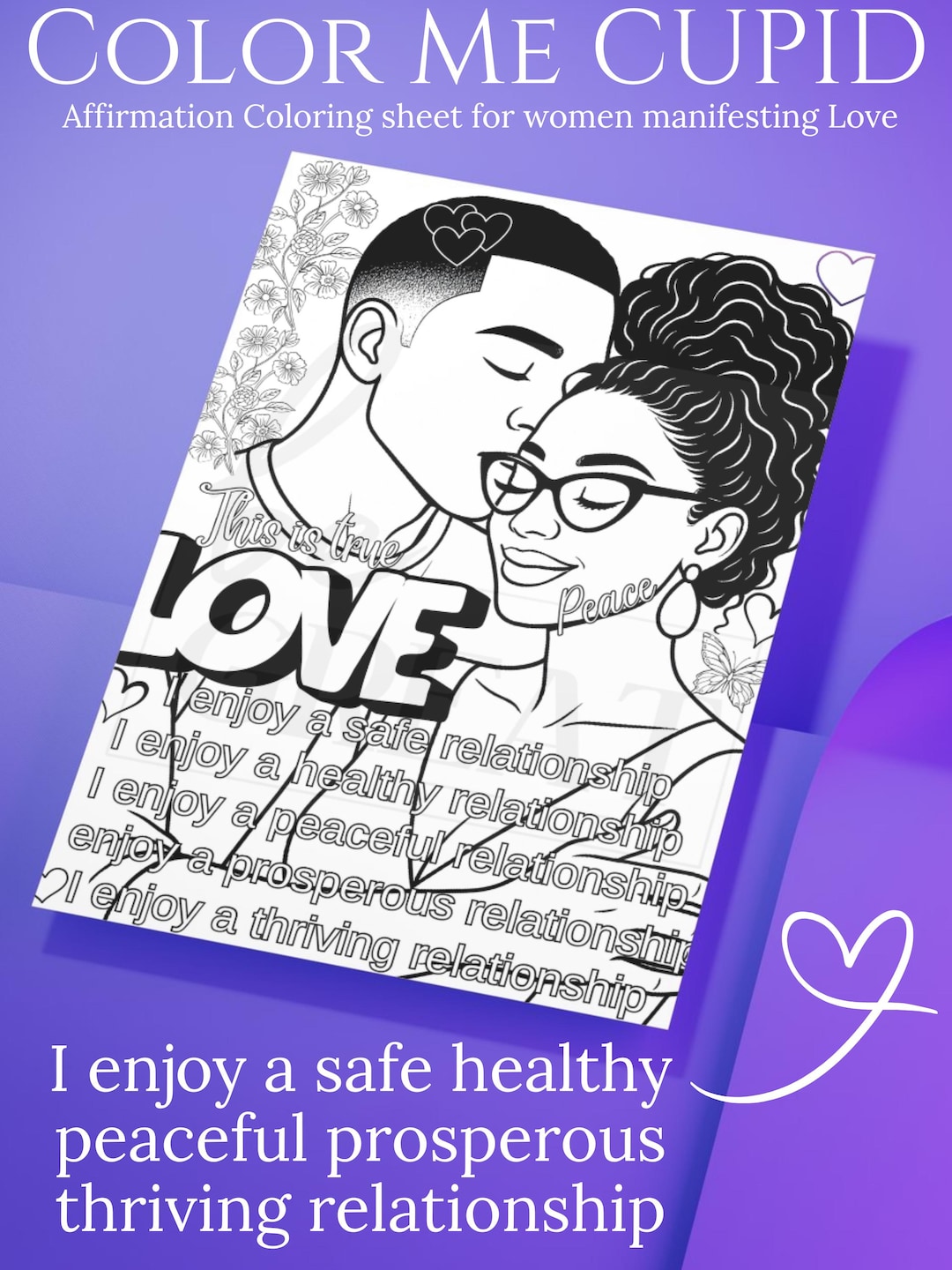 Love Affirmation Coloring Page: Manifest Romance, Self-care (PDF ...