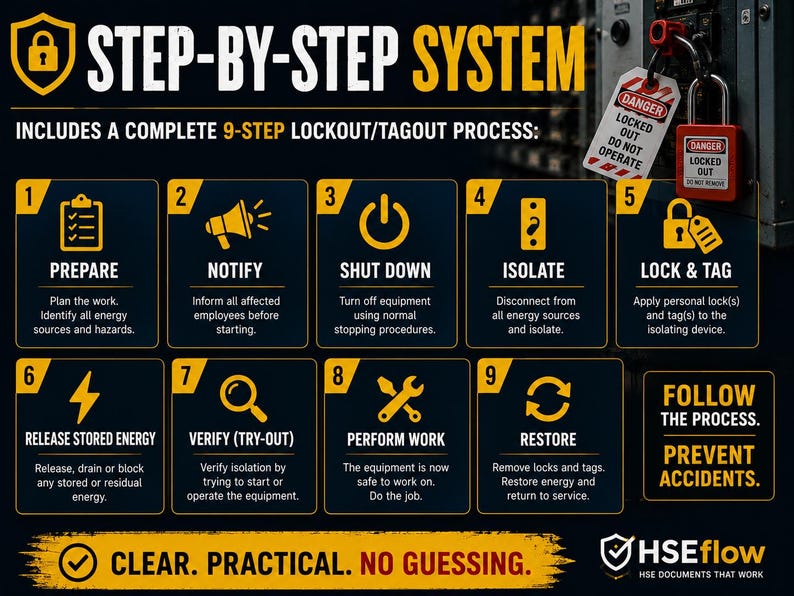 Lockout-Tagout-Prozedur Vorlage | LOTO Standard | Energie ...