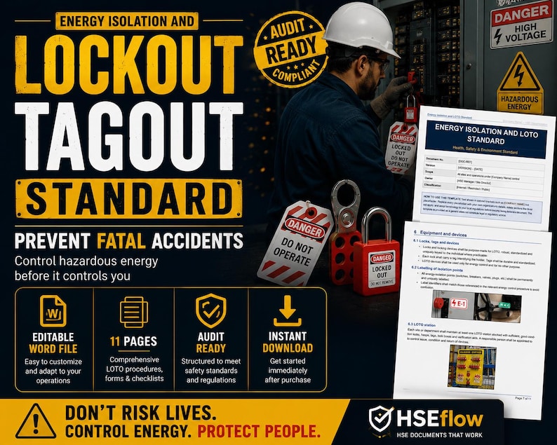 Lockout-Tagout-Prozedur Vorlage | LOTO Standard | Energie ...