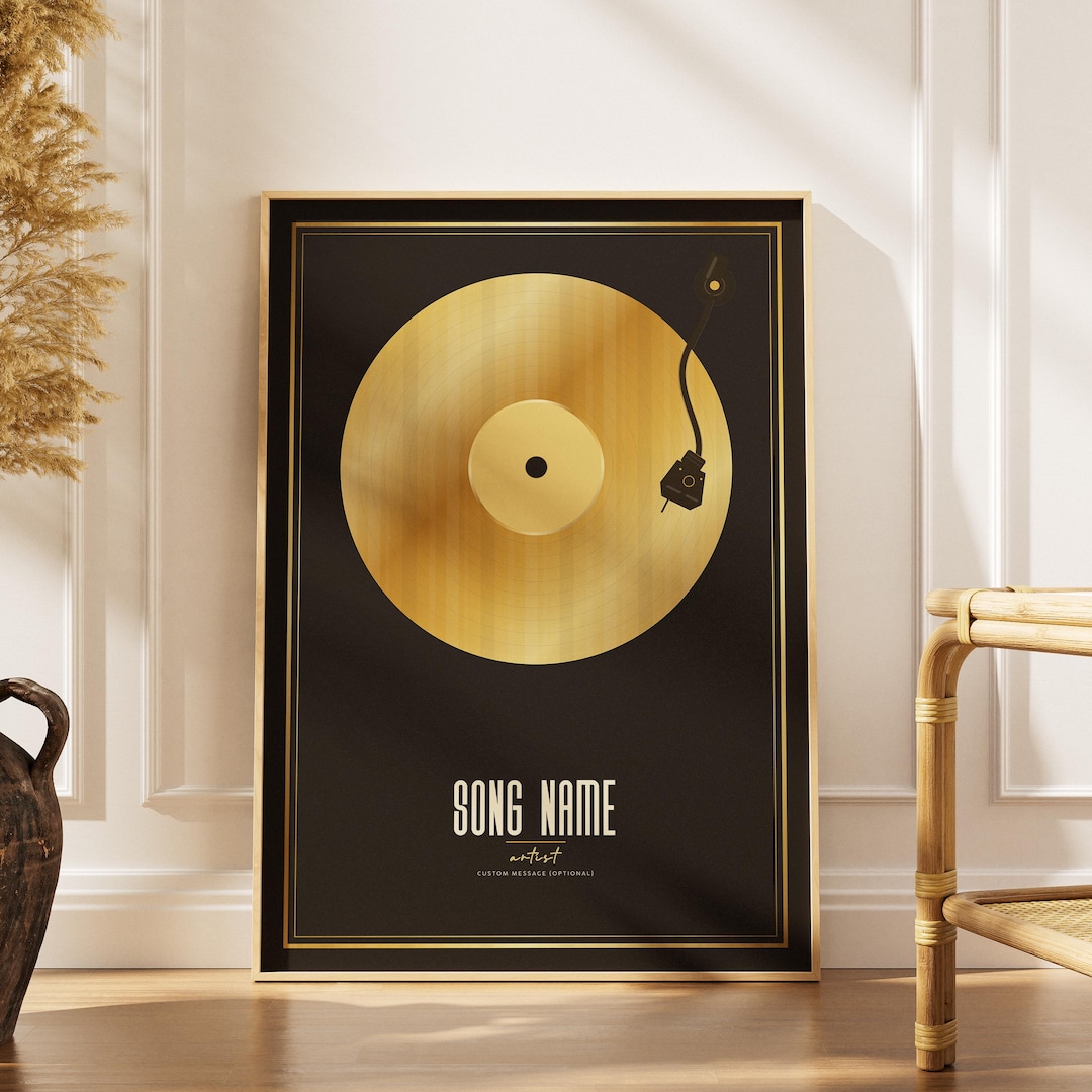 Personalised Gold Vinyl Record Poster | Custom Song Wall Art ...