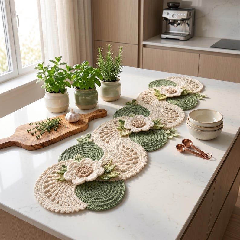 Crochet Table Runner Pattern PDF | Botanical Flower Runner | Handmade ...