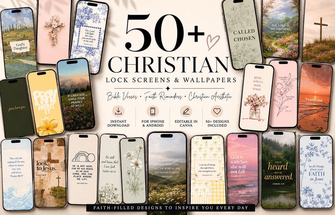 Christian Lock Screen Bundle | Bible Verse Phone Wallpapers (digital ...