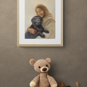 Black Labrador Art, Black Lab With Jesus Print, Labrador Lover Gift - Etsy